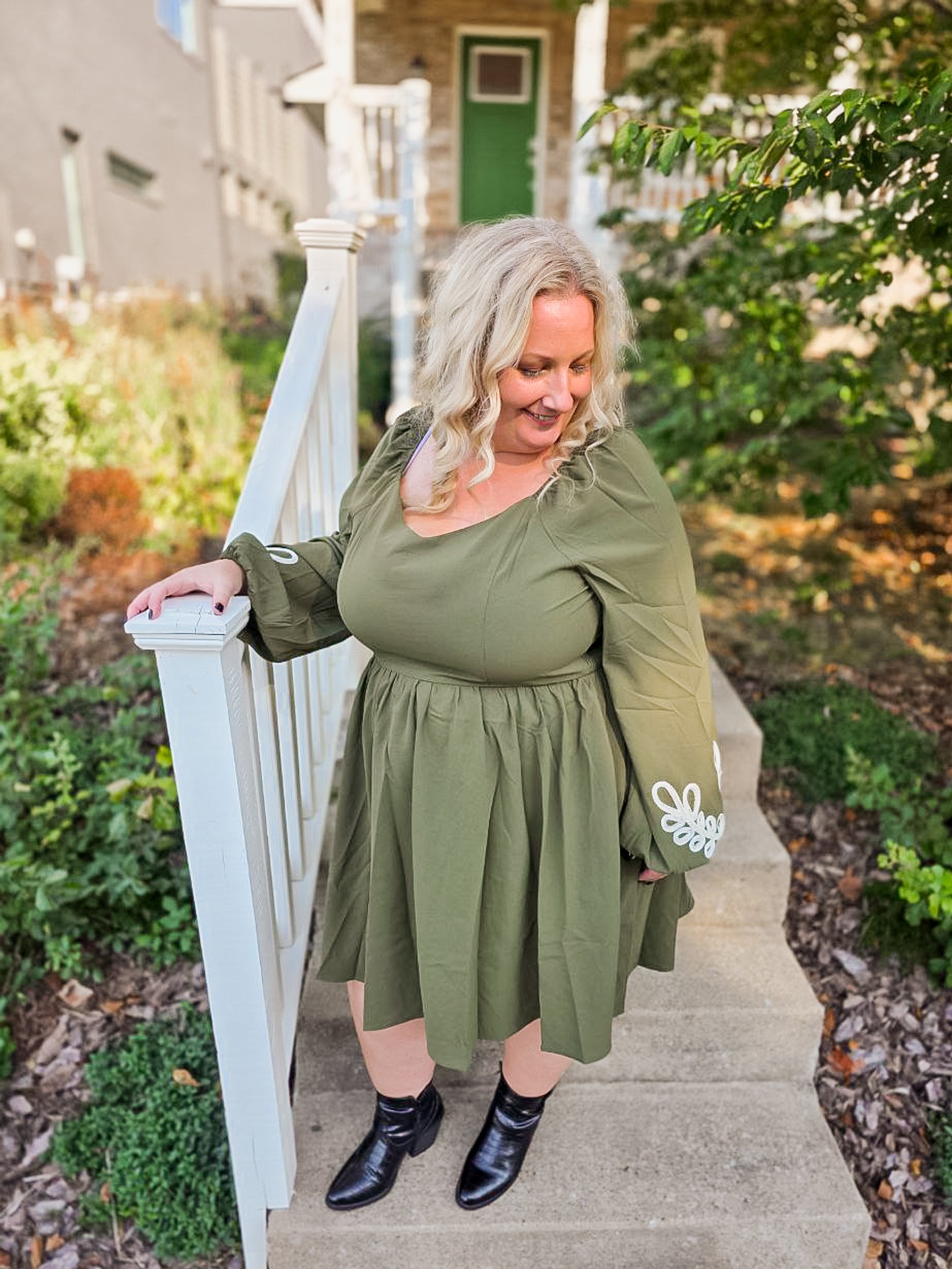 The Barbara Jo Olive Embroidered Dress – CJ+Co