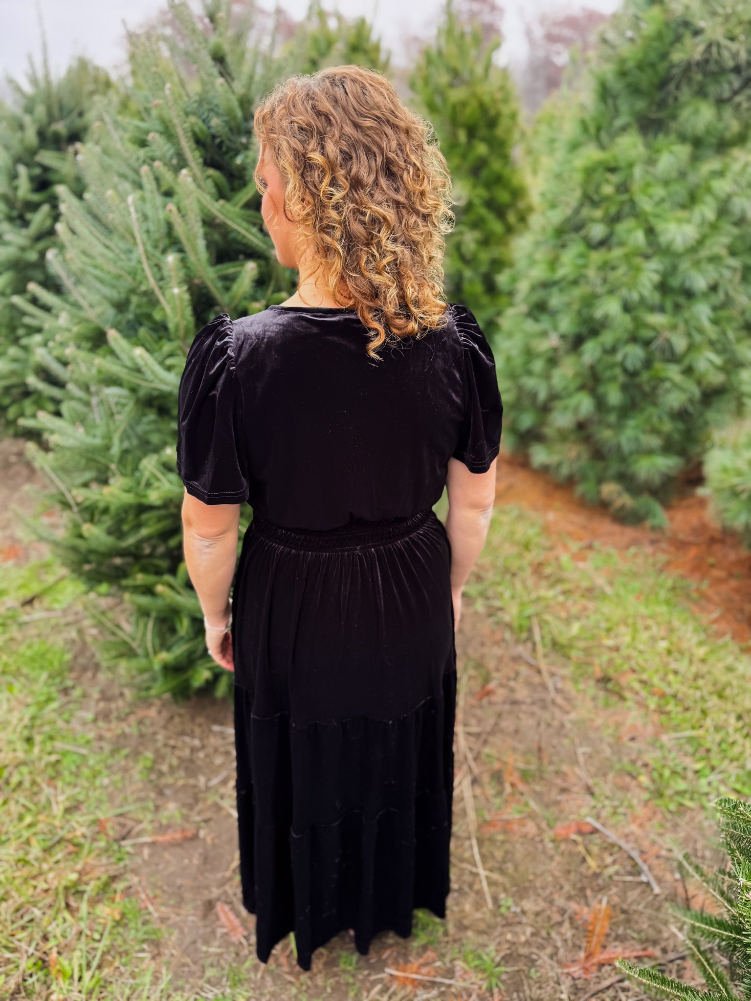 Black Velvet Tiered Dress – CJ+Co