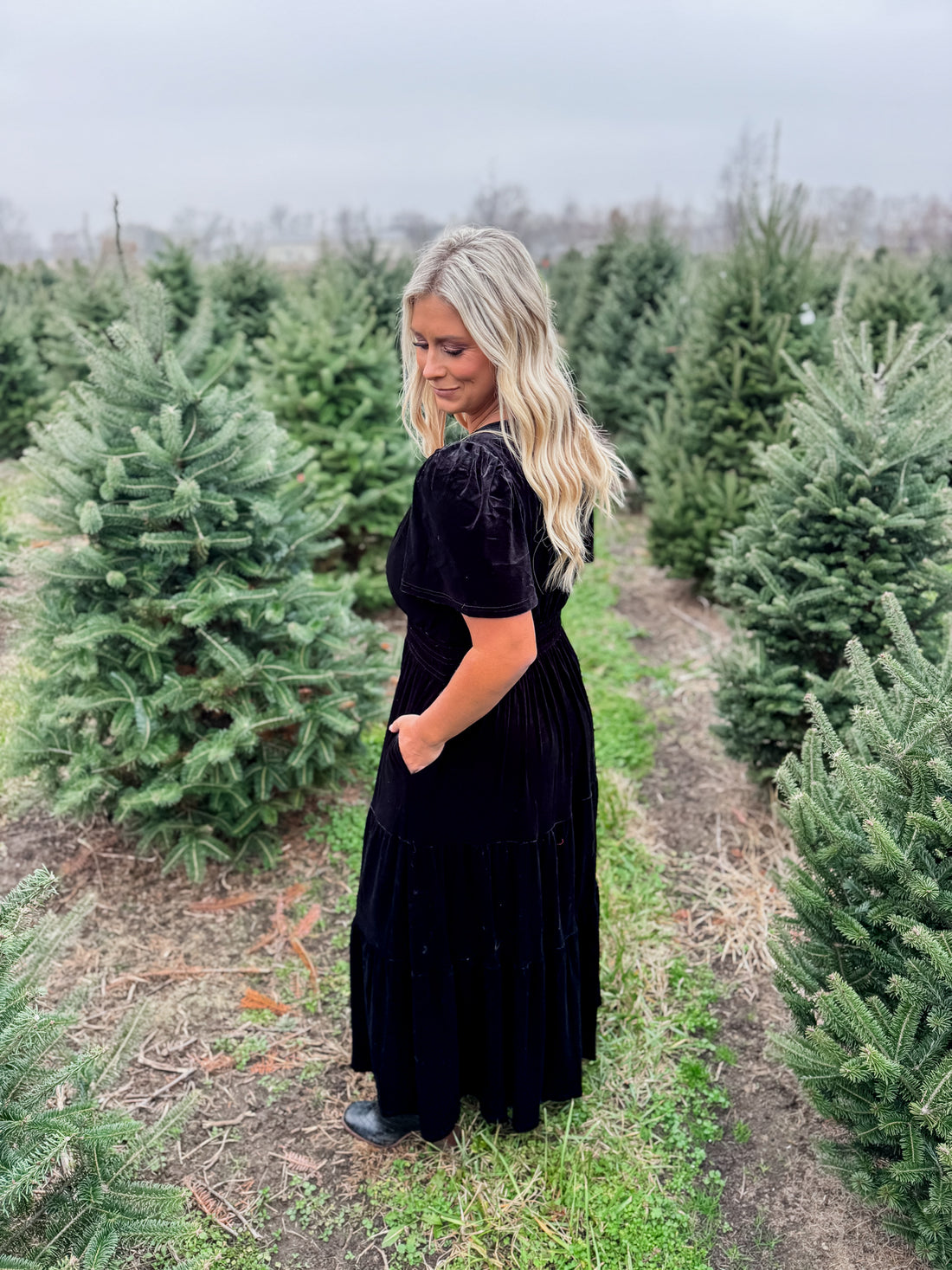 Black Velvet Tiered Dress – CJ+Co