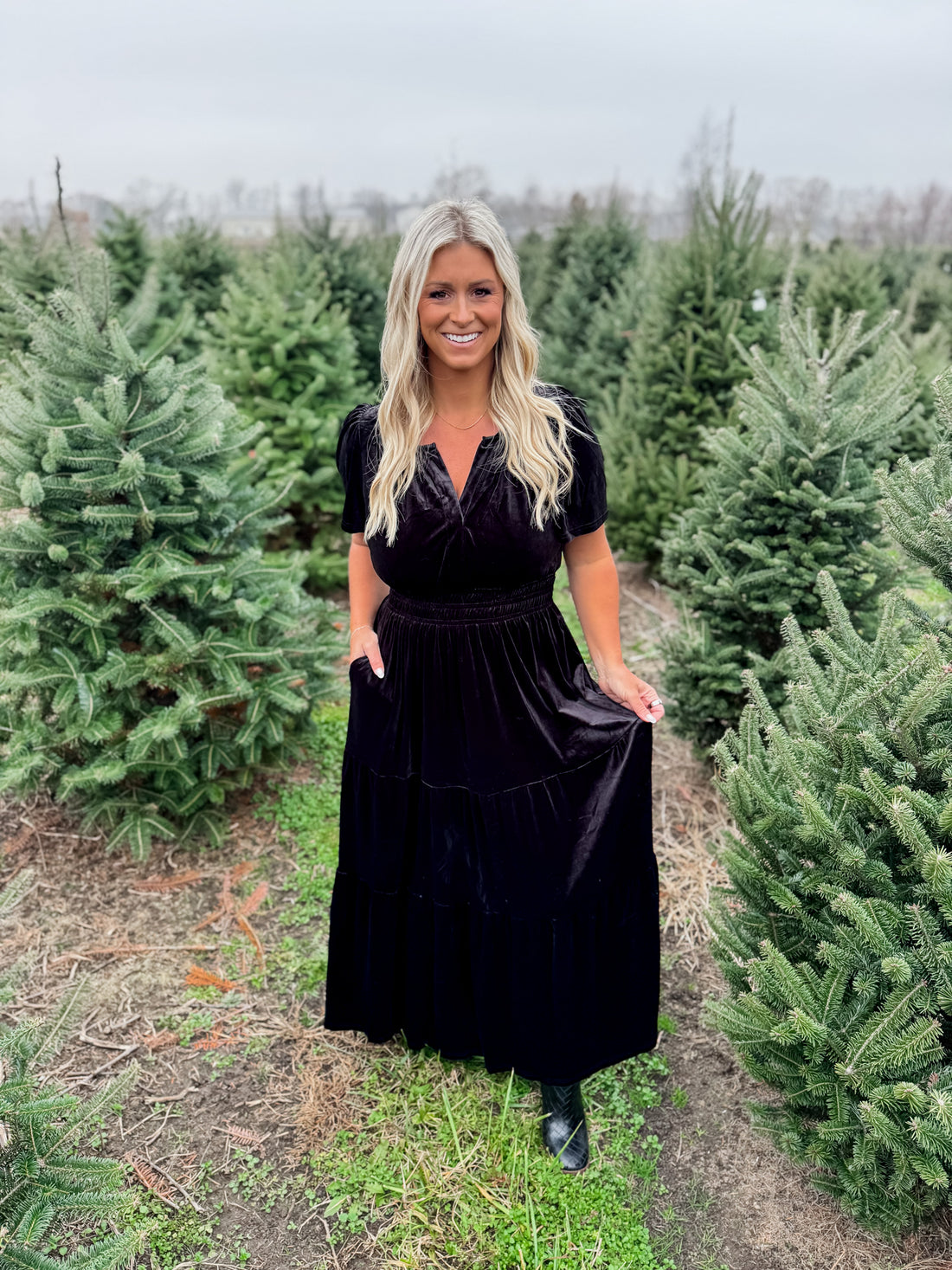 Black Velvet Tiered Dress – CJ+Co